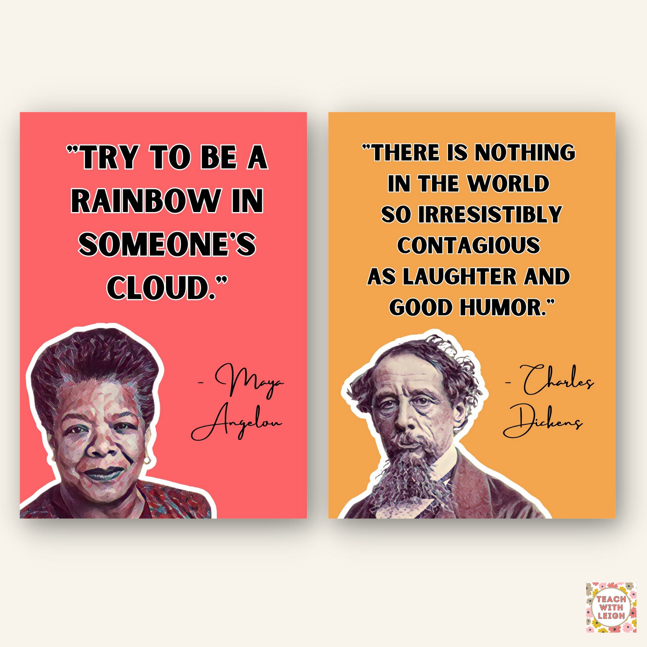Famous Author Quotes Classroom Poster Set of 10 / Education / Language ...