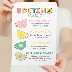 Editing Checklist, CUPS, English Language, Grammar Posters, Homeschool ...