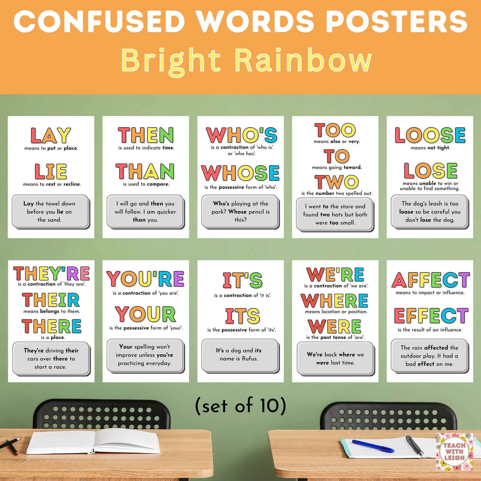 Confused Words Classroom Poster Set of 10, Education, Language Posters ...