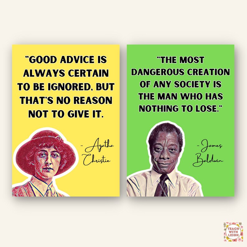 Famous Author Quotes Classroom Poster Set of 10 / Education / Language ...