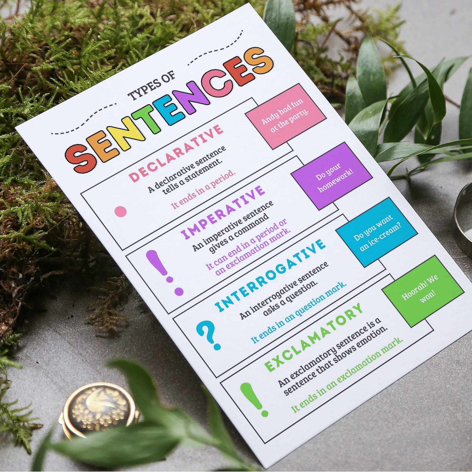 Types of Sentences Poster, English Language, Grammar Posters ...