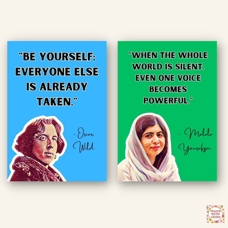 Famous Author Quotes Classroom Poster Set of 10 / Education / Language ...