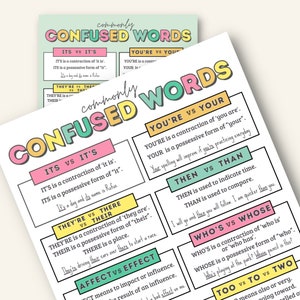 Confused Words English Poster, Classroom Grammar Poster, English ...