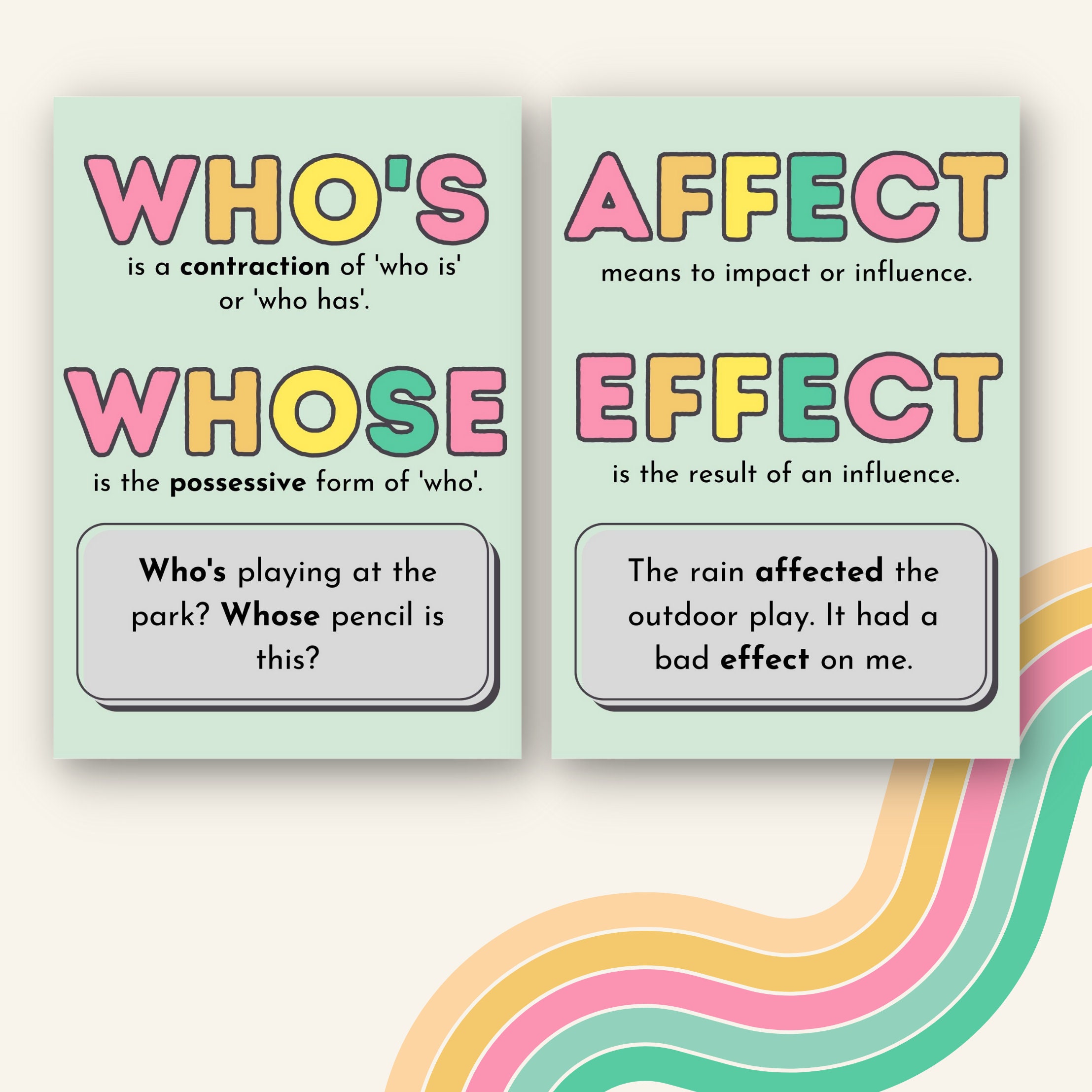 Confused Words Classroom Poster Set of 10, Education, Language Posters ...
