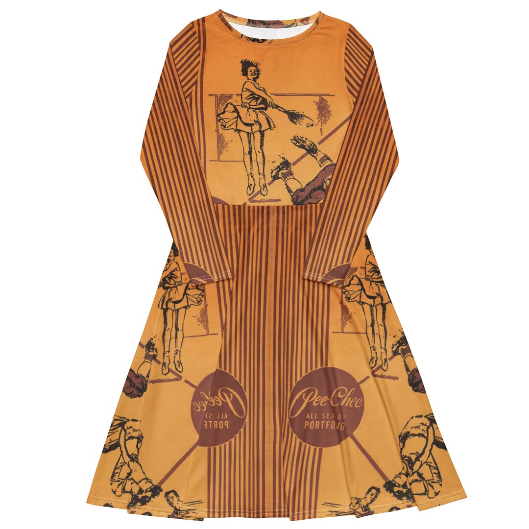 Pee Chee Folder Vintage Long Sleeve Midi Dress - Etsy