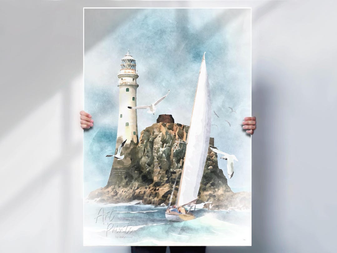 Fastnet Rock Lighthouse Art Print - Irish Nautical Seascape - Etsy