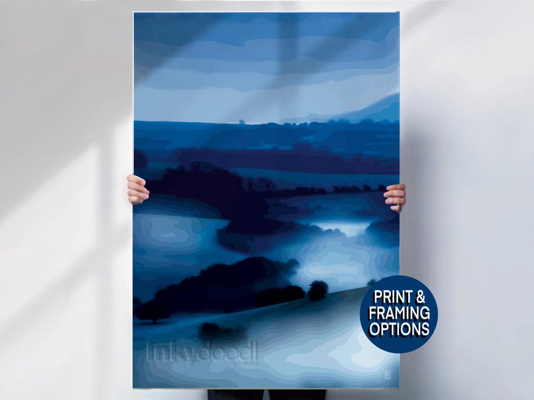 Blue Wall Art, Contemporary Art Print, Misty Blue Wall Art Poster - Etsy