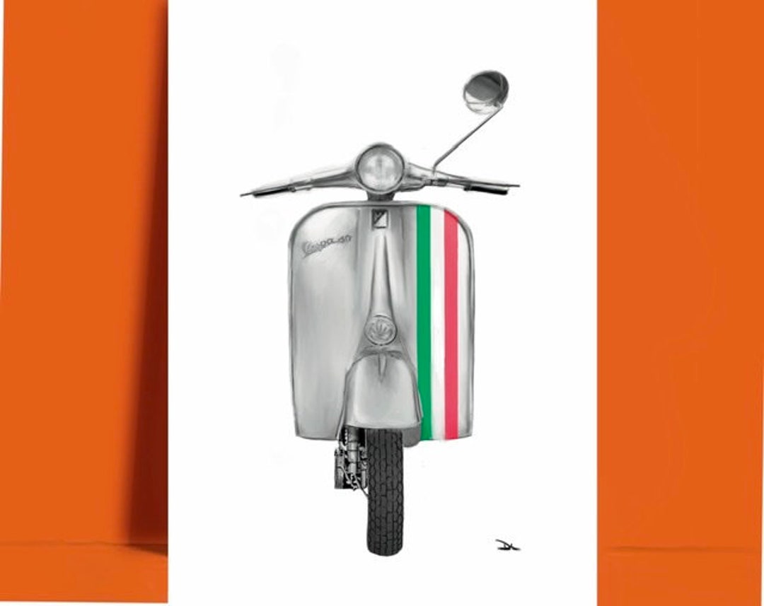 Italia Flag Vespa Art Print Italian Scooter Poster UNFRAMED ART - Etsy