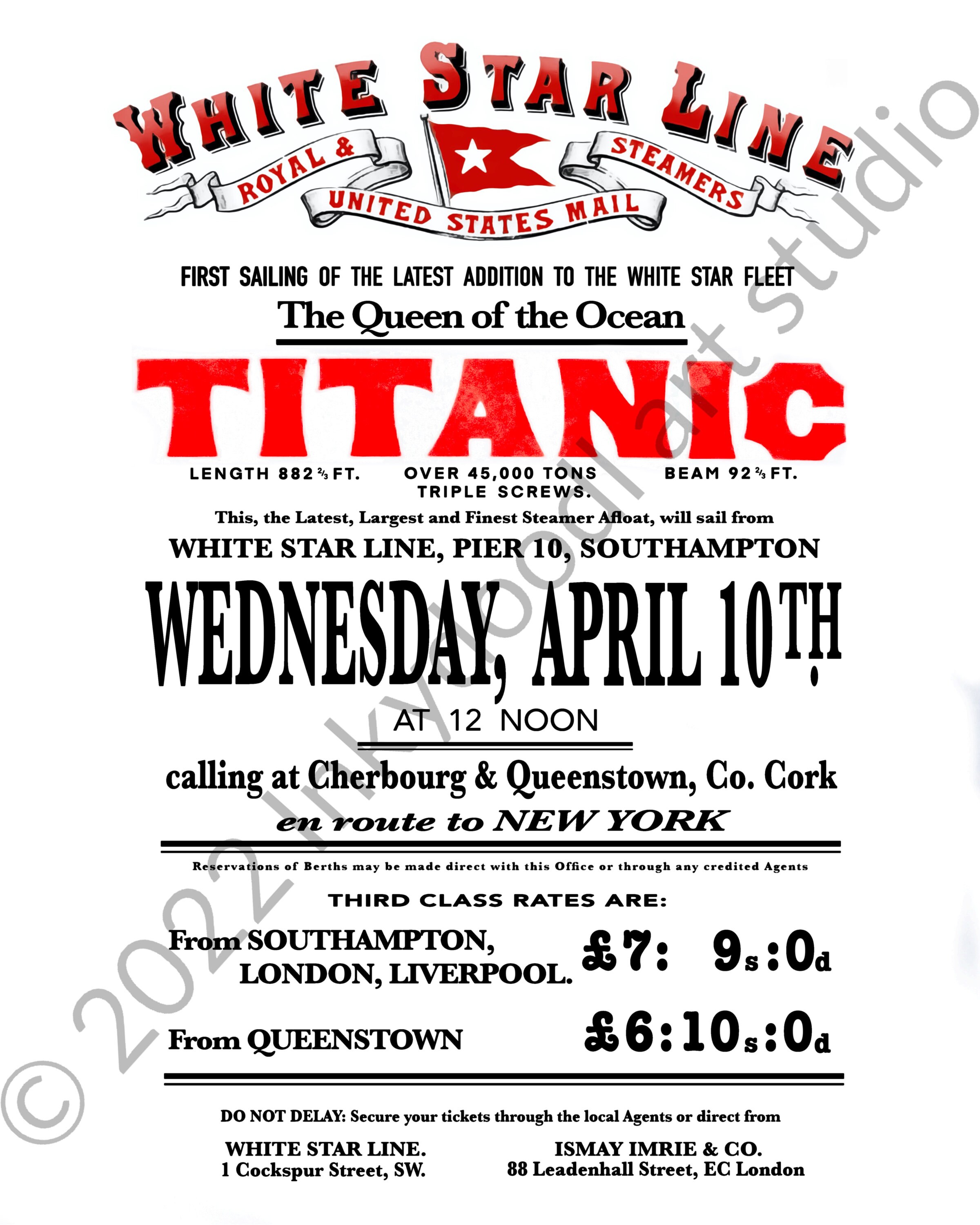 Titanic Print , RMS Titanic , White Star Line Ad , Poster Print ...