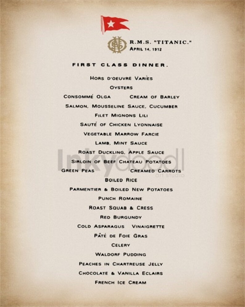 RMS Titanic Menu Print, Unframed Poster Prints - Etsy UK
