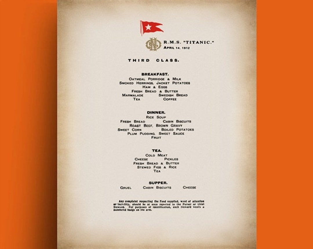 RMS Titanic Menu Print, Unframed Poster Prints - Etsy