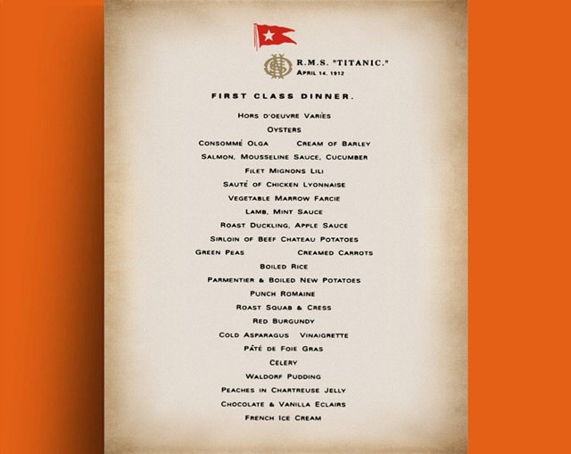 RMS Titanic Menu Print, Unframed Poster Prints - Etsy UK