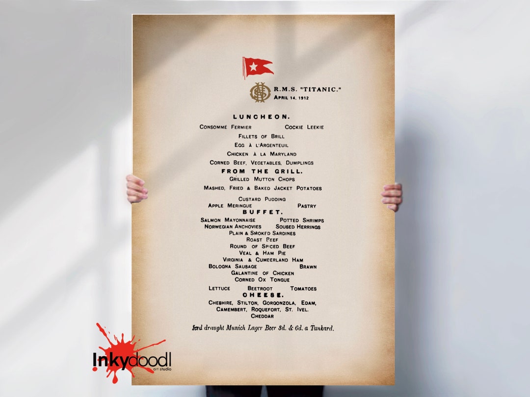 Titanic Print , RMS Titanic Menu Print , Unframed Poster Prints - Etsy