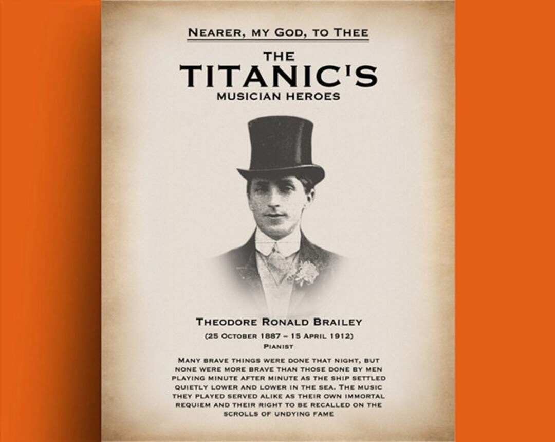 RMS Titanic Heroic Musicians. Theodore Ronald Brailey . Nearer - Etsy