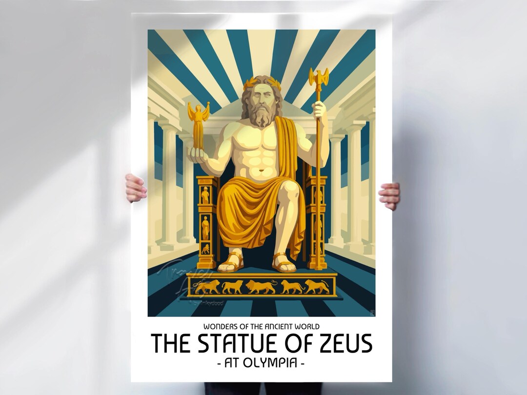 Statue of Zeus Olympia Poster: Vintage Greek Travel Art - Etsy