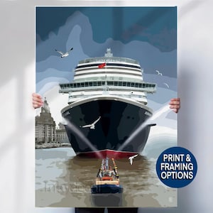 Cunard Print , Queen Anne Art Print - Cunard Cruise Ship Poster ...