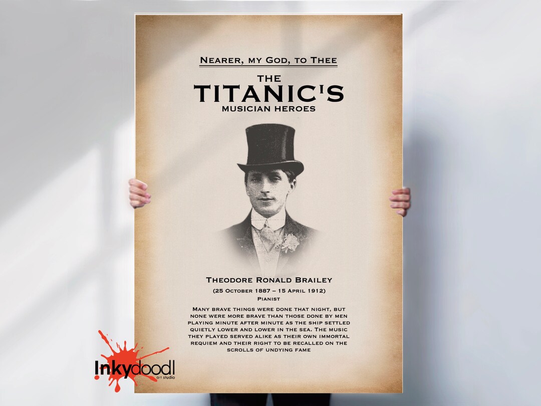 Titanic Print , RMS Titanic Heroic Musicians. Theodore Ronald Brailey ...