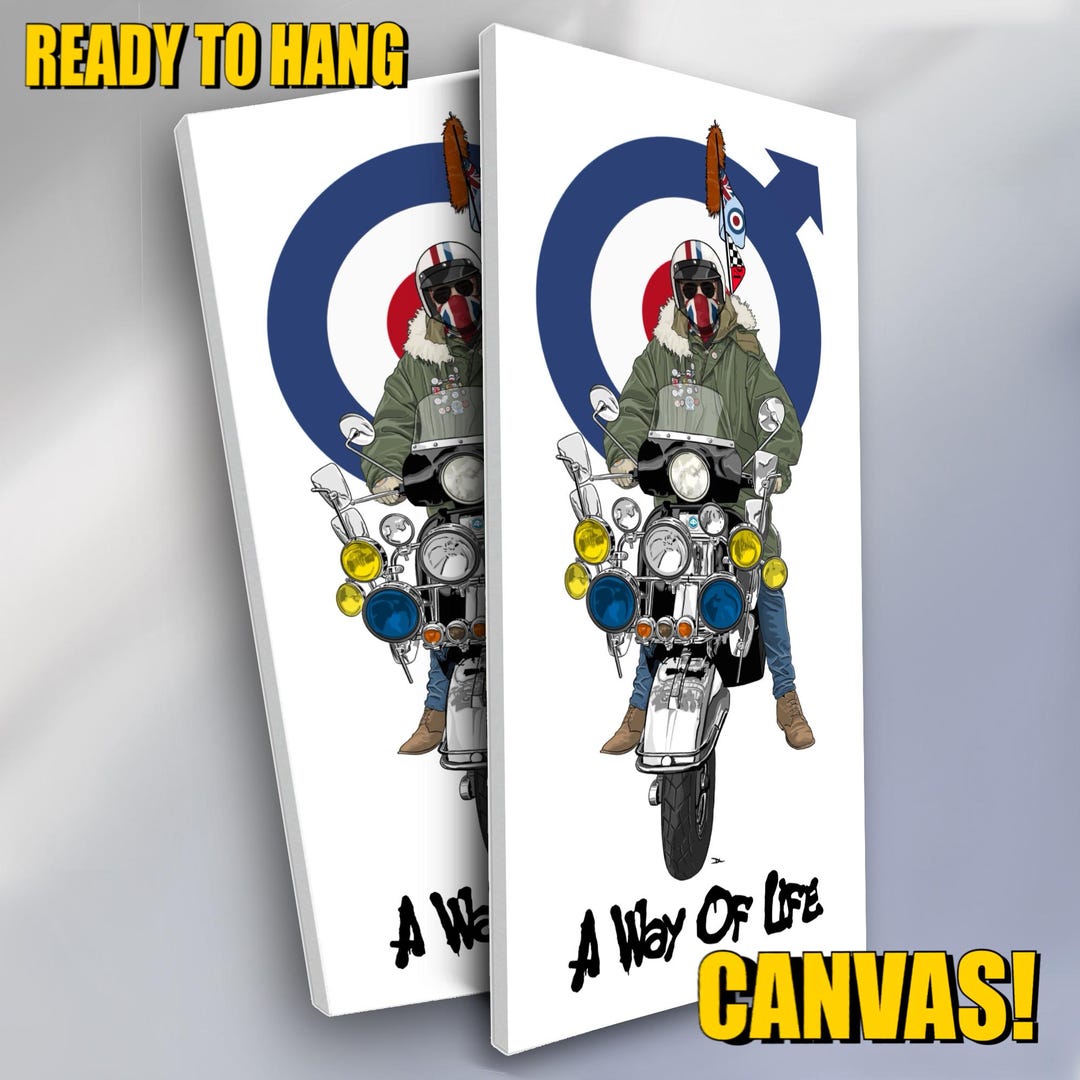Mod Wall Art Canvas Original Design Artwork Vespa UK Mod Scooter ...