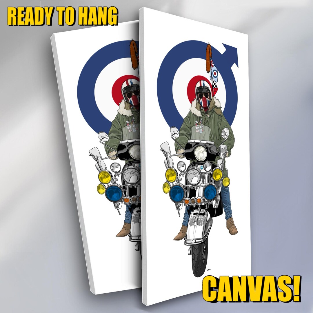Mod Wall Art Canvas Original Design Artwork Vespa UK Mod Scooter ...