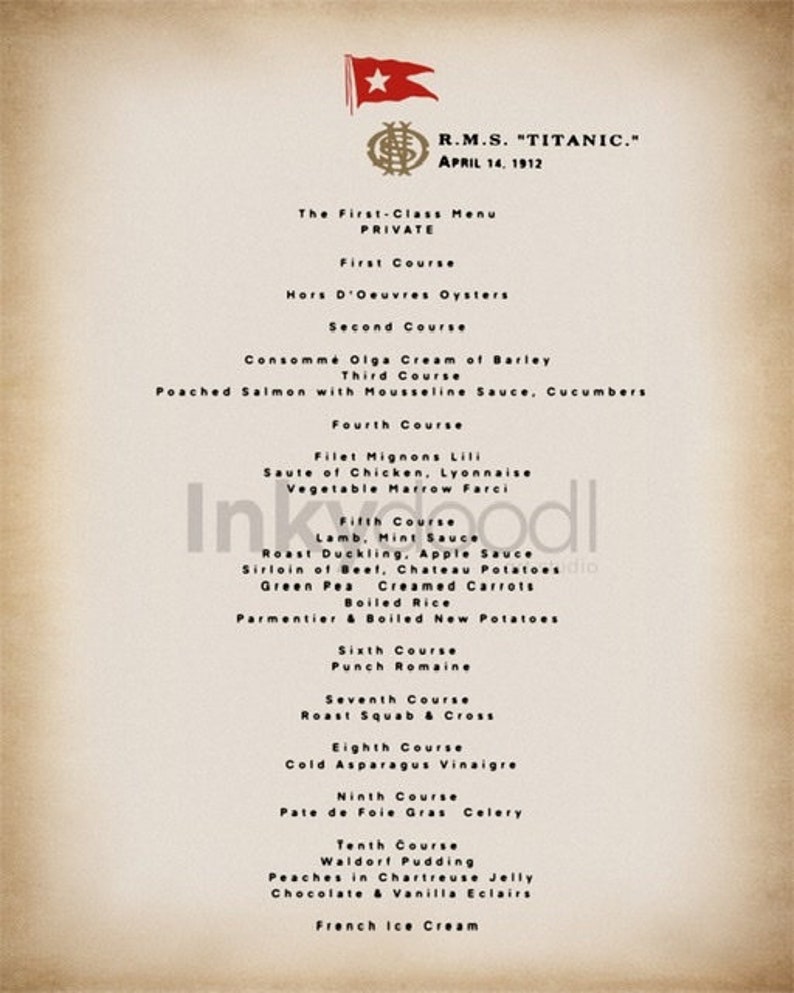 RMS Titanic Menu Print, Unframed Poster Prints - Etsy UK