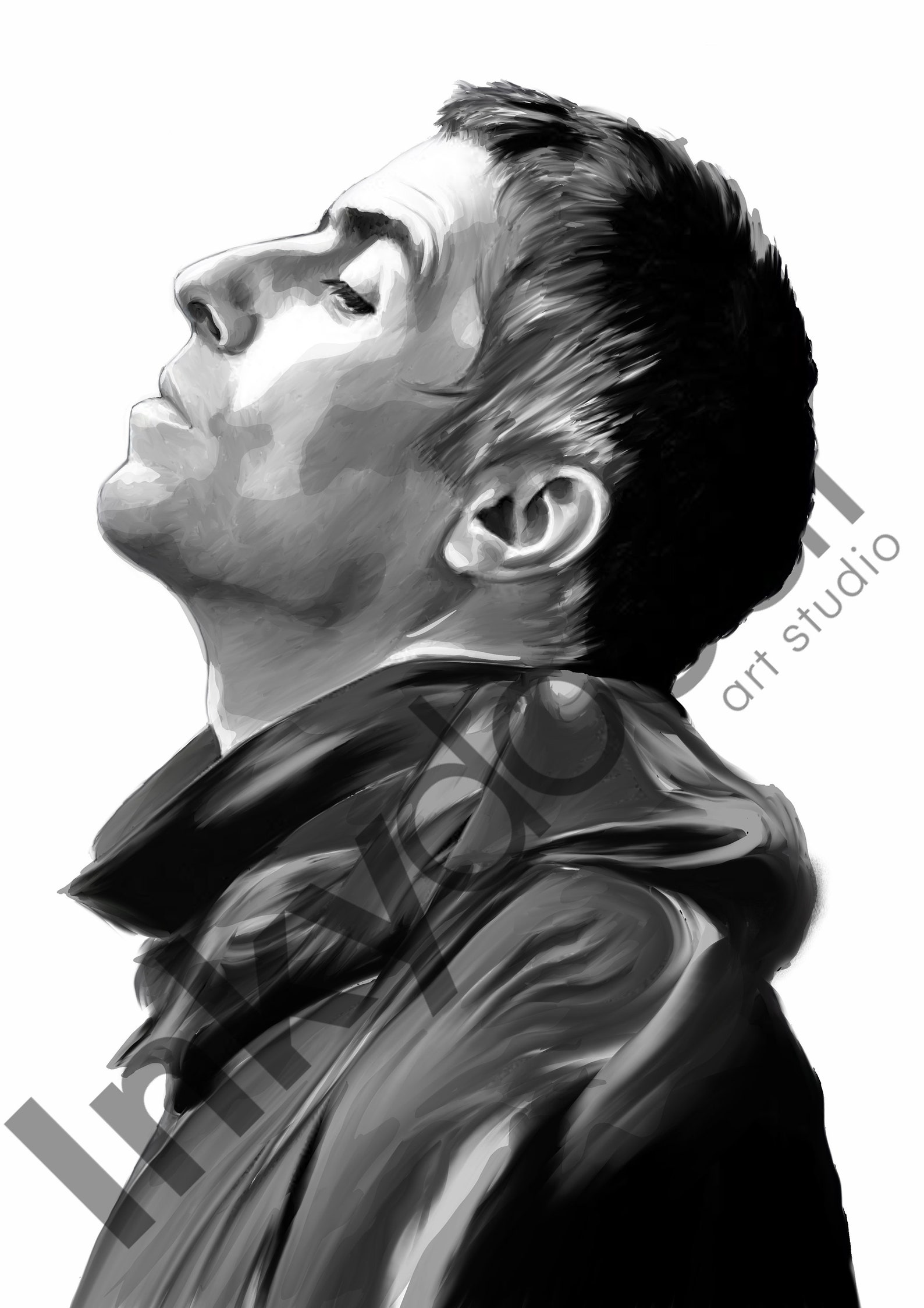 Liam Gallagher Black and White Pen and ink Style Sketch A3 A4 | Etsy