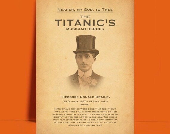 RMS Titanic Heroic Musicians. Theodore Ronald Brailey . Nearer | Etsy
