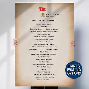 Titanic Print , RMS Titanic First Class Dinner Menu Print - Etsy