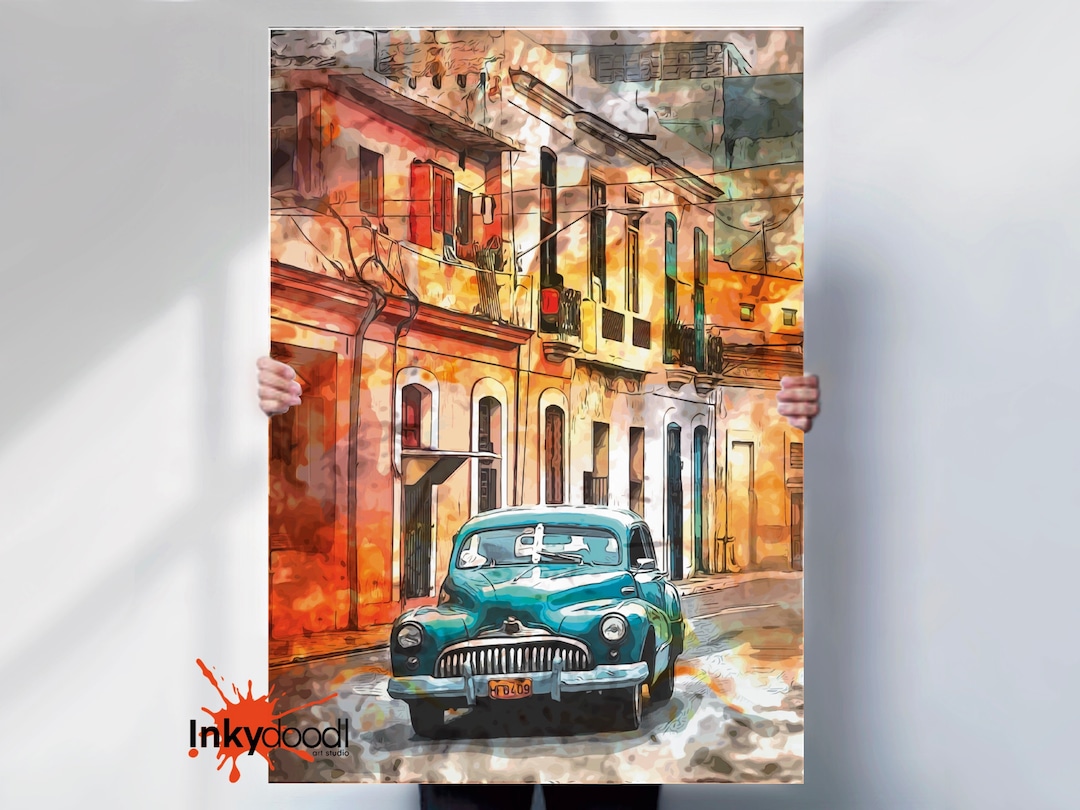 Vintage Car Print Street Scene Poster Urban Wall Art - Etsy