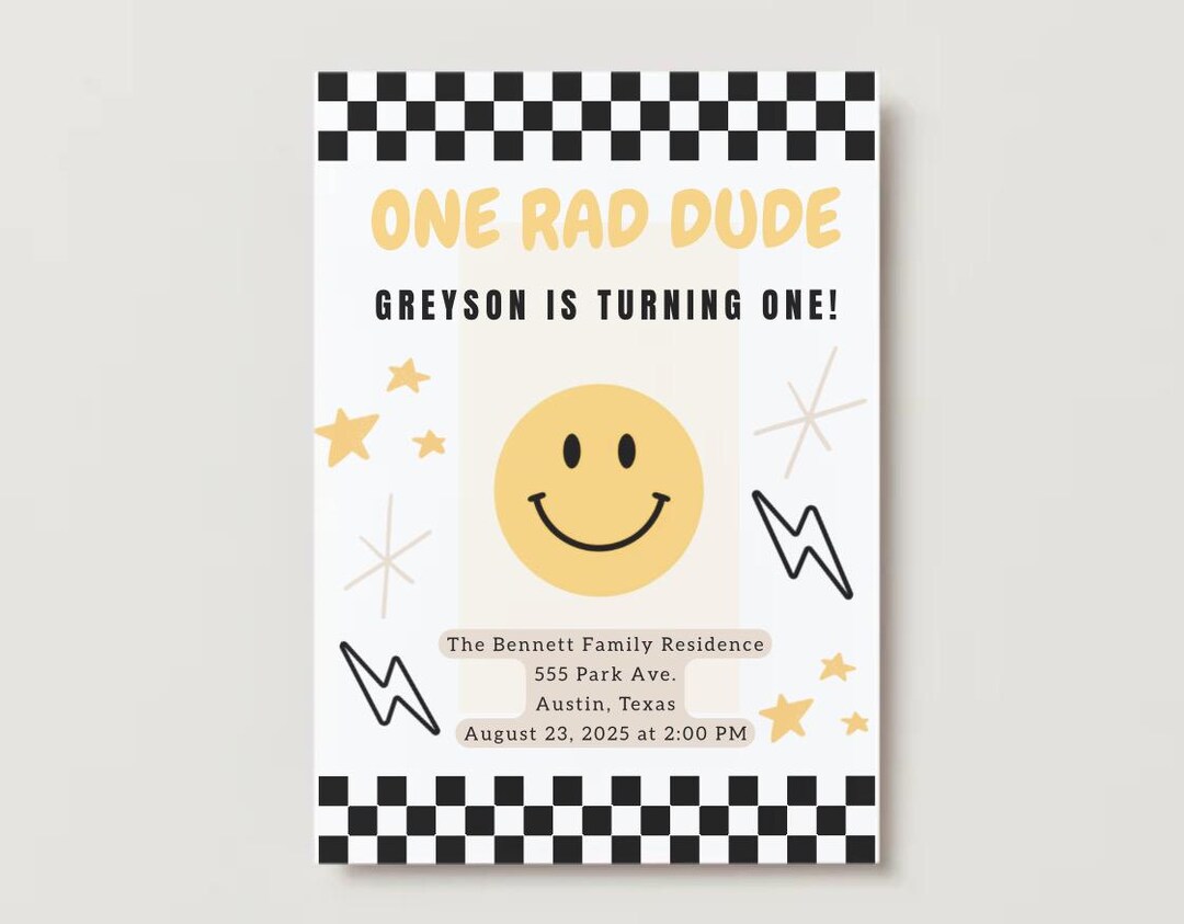 ONE RAD DUDE Birthday Invite - Etsy
