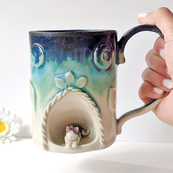 Handmade Cute Cat Ceramic Mug - Etsy
