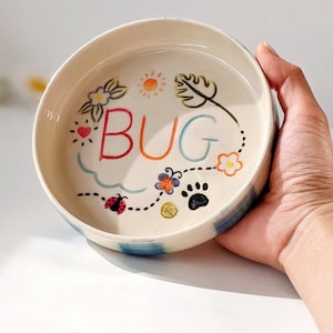 Custom Cute and Cheerful Pet Plate, 4 to 6 Designs, Handmade Pottery ...