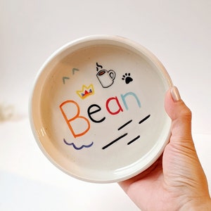 Custom Cute and Cheerful Pet Plate, 2 to 3 Designs, Handmade Pottery ...