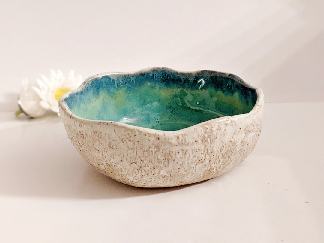 Stoney Textured Turquoise Bowl, Made to Order, Handmade Pottery ...