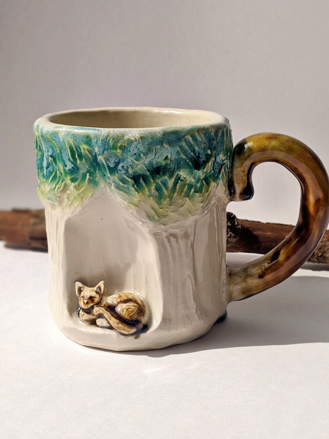 Napping Cat Mug, Made to Order, One of a Kind, Handmade Pottery, Animal ...