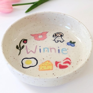 Custom Cute and Cheerful Pet Plate, 4 to 6 Designs, Handmade Pottery ...