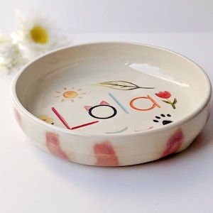Custom Cute and Cheerful Pet Plate, 2 to 3 Designs, Handmade Pottery ...