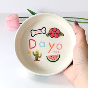 Custom Cute and Cheerful Pet Plate, 4 to 6 Designs, Handmade Pottery ...