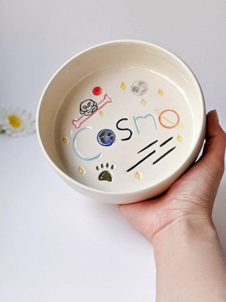 Custom Cute and Cheerful Pet Plate, 4 to 6 Designs, Handmade Pottery ...