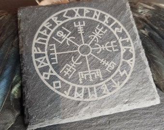 Viking Compass Slate Coaster Laser Engraved, Shabby Chic Gift, Wedding ...