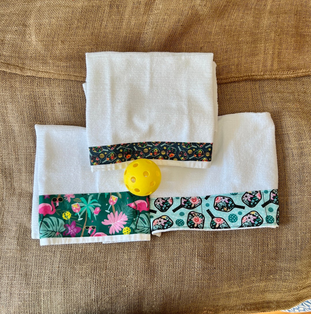 Pickle Ball Towels, Choice of 100% Flour Sack Cotton And/or Terry Cloth ...