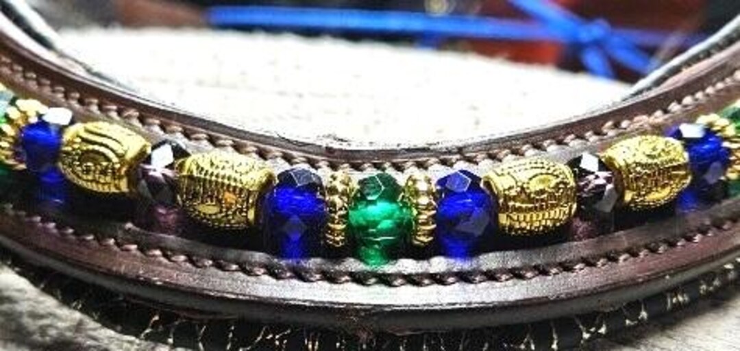 Full Size Brown Browband - Deep U Shape - Fancy Padding - Blue, Green ...