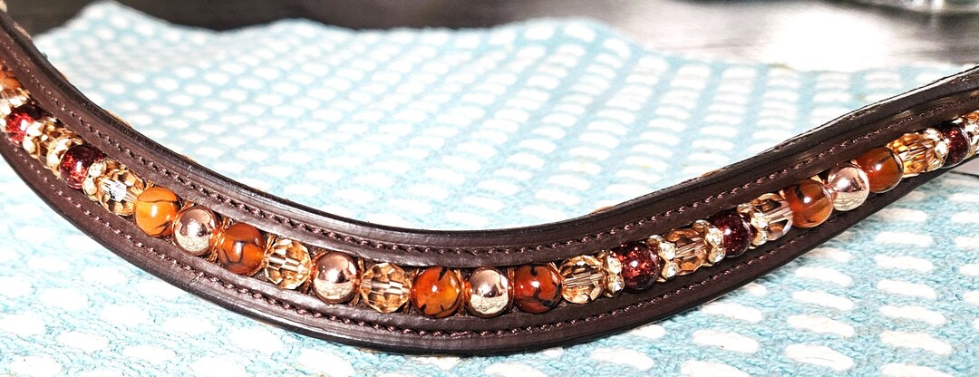 Cob Size Browband 15 Brown Leather With Antique Gold Snaps Orange ...