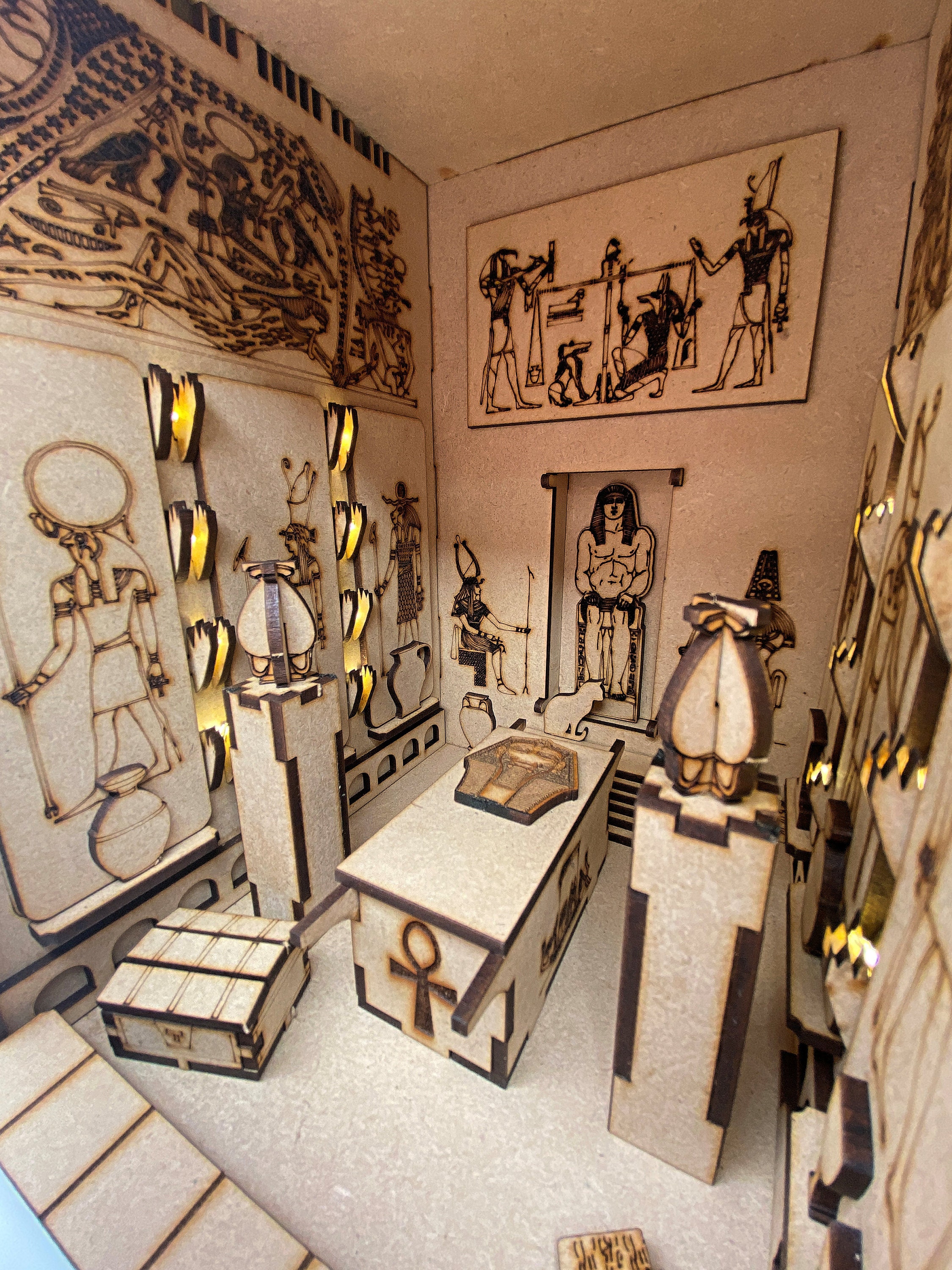Egyptian Tomb, Pharaoh's Pyramid Sarcophagus Burial Chamber Laser Cut ...