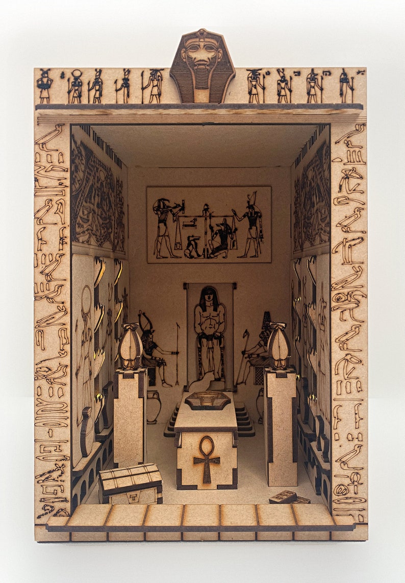 Egyptian Tomb, Pharaoh's Pyramid Sarcophagus Burial Chamber - Laser Cut ...