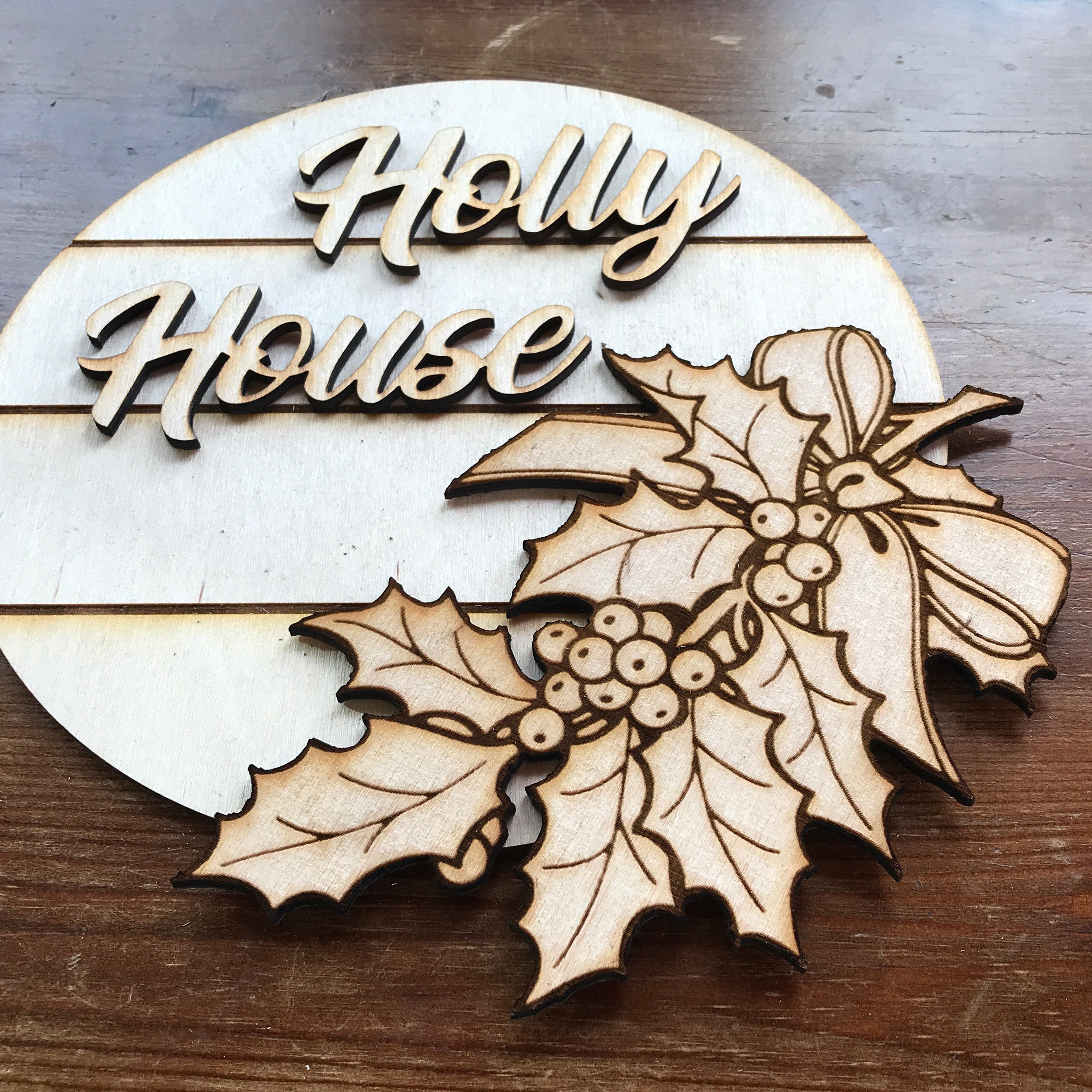 Holly House or Christmas House Sign SVG Glowforge / Laser | Etsy