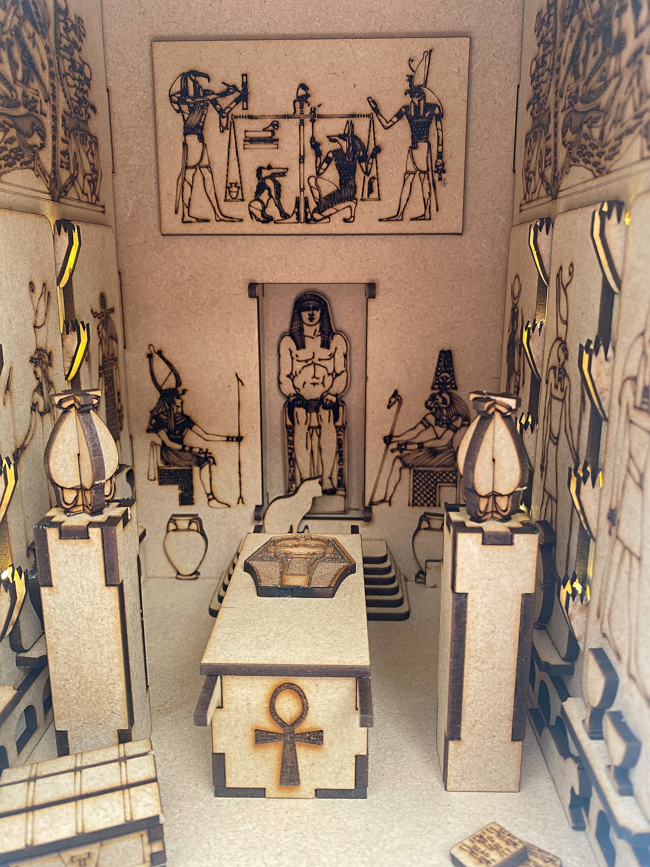 Egyptian Tomb, Pharaoh's Pyramid Sarcophagus Burial Chamber Laser Cut ...