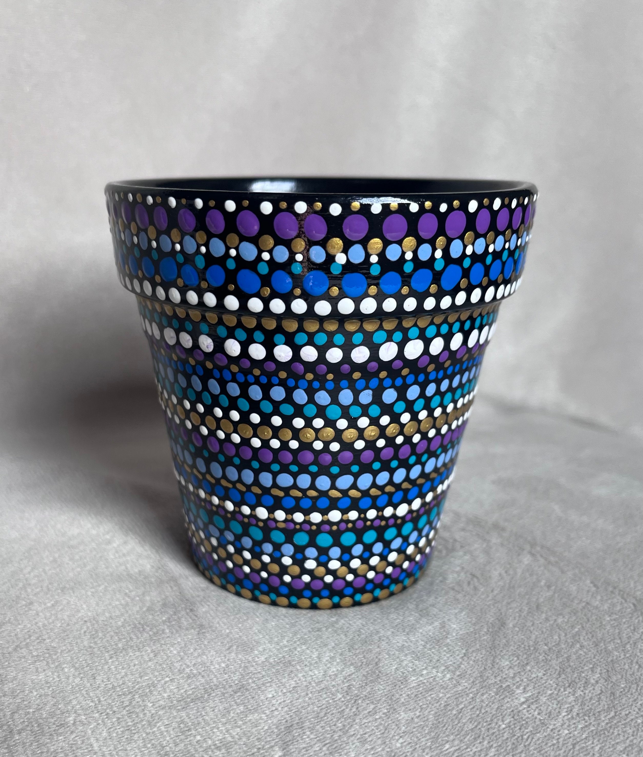 Hand Painted Dot Art Flower Pot - Etsy