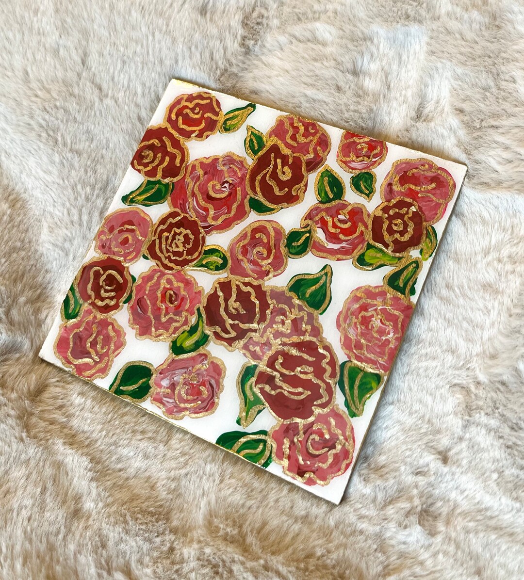 Hand Painted Original Art Red Roses - Etsy