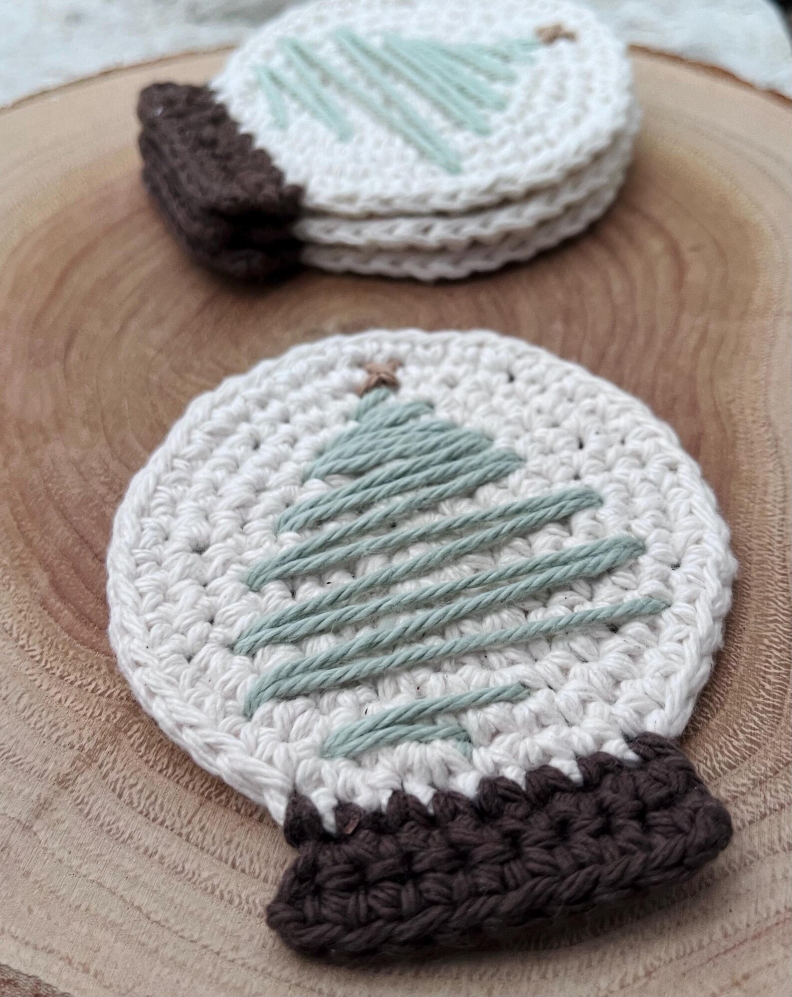 Snow Globe Christmas Tree Crocheted Coasters Set of 4 - Etsy