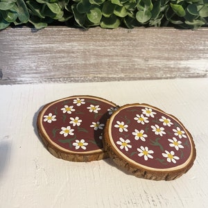 Daisy Wood Slice Art- Set of 2 - Etsy